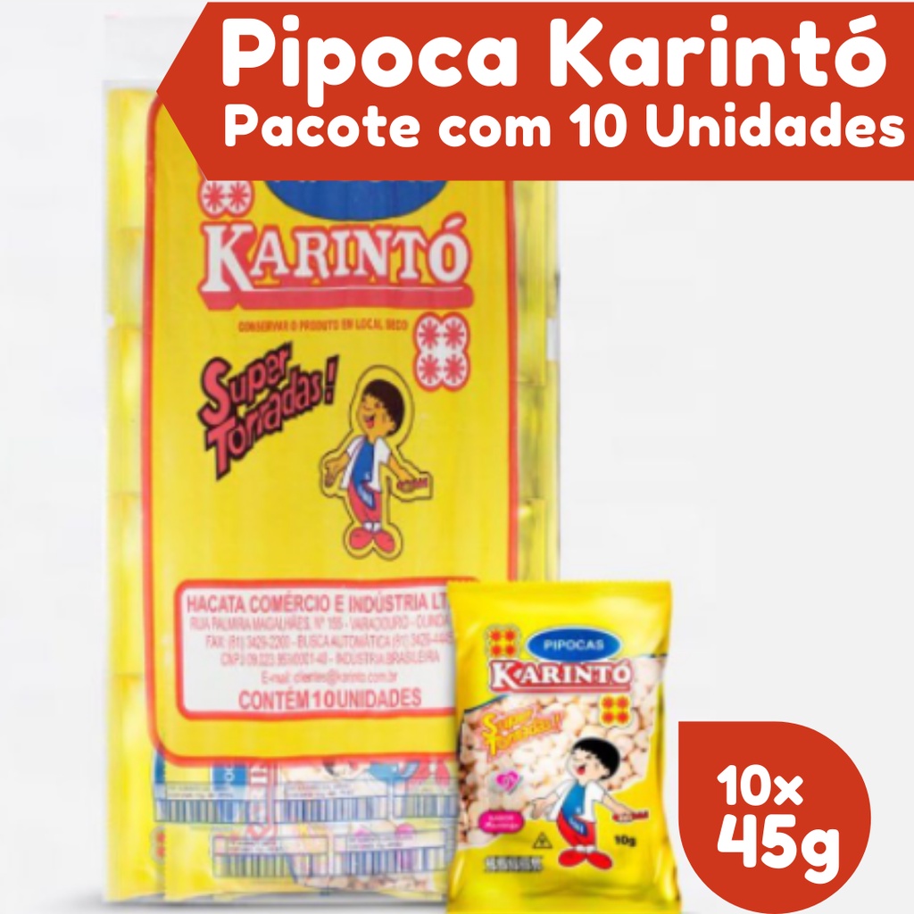 Pipocas Karintó 10 Unidades de 45g PACOTÃO | Shopee Brasil