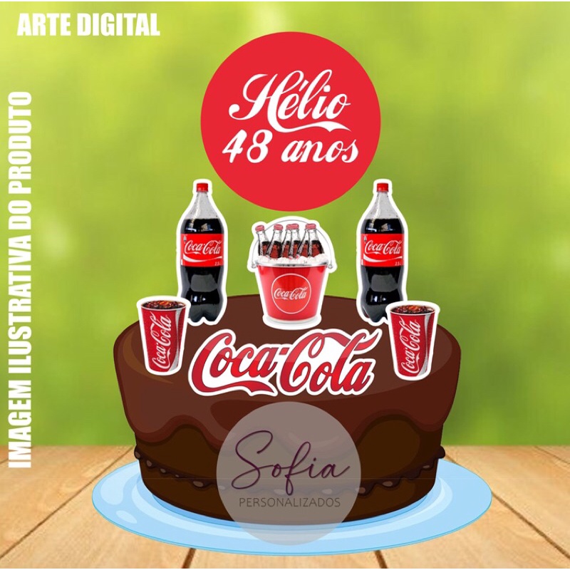 Topo de Bolo - Topper de Bolo Personalizado Coca Cola | Shopee Brasil