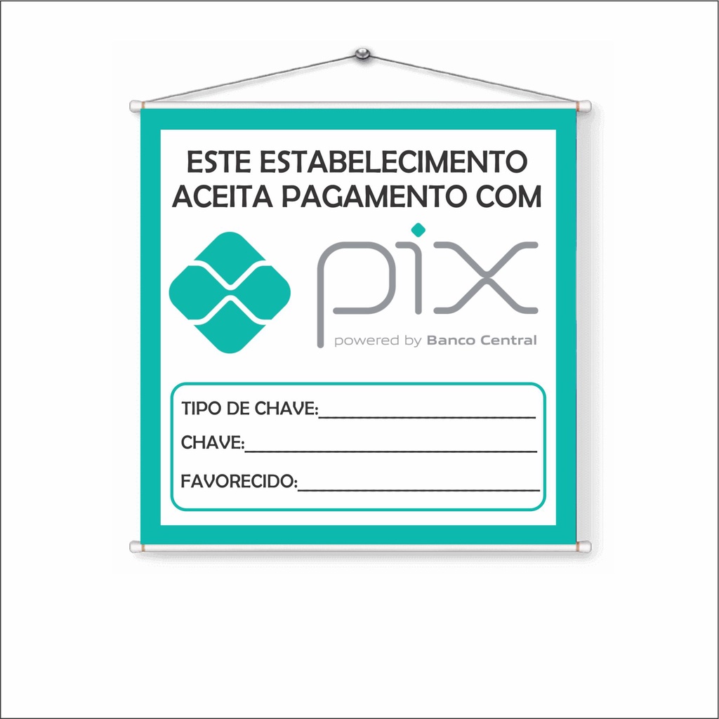 Banner Pix 20X20Cm Banner Aceitamos Pix _Lona Ultra Resisente 440G ...