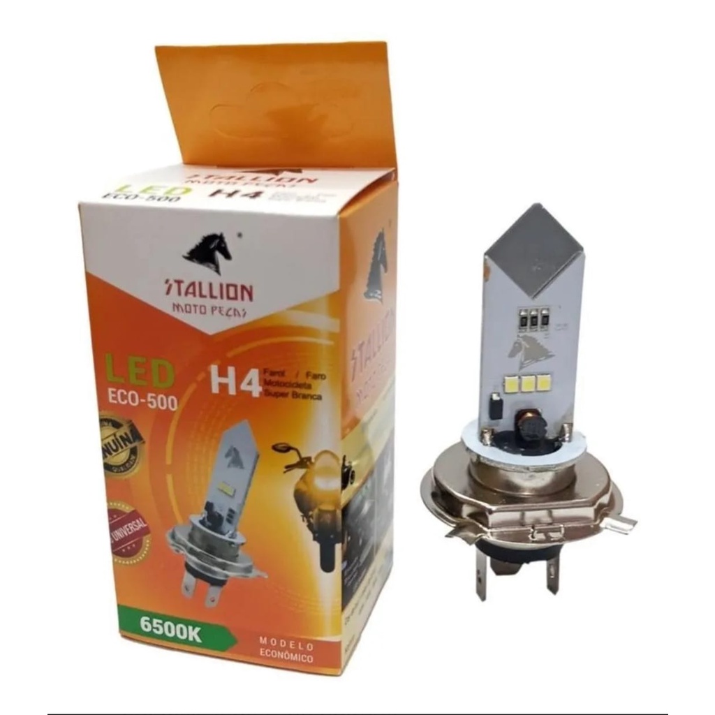Lampada Farol Led Moto H4 6500k Eco-500 Economica Stallion | Shopee Brasil
