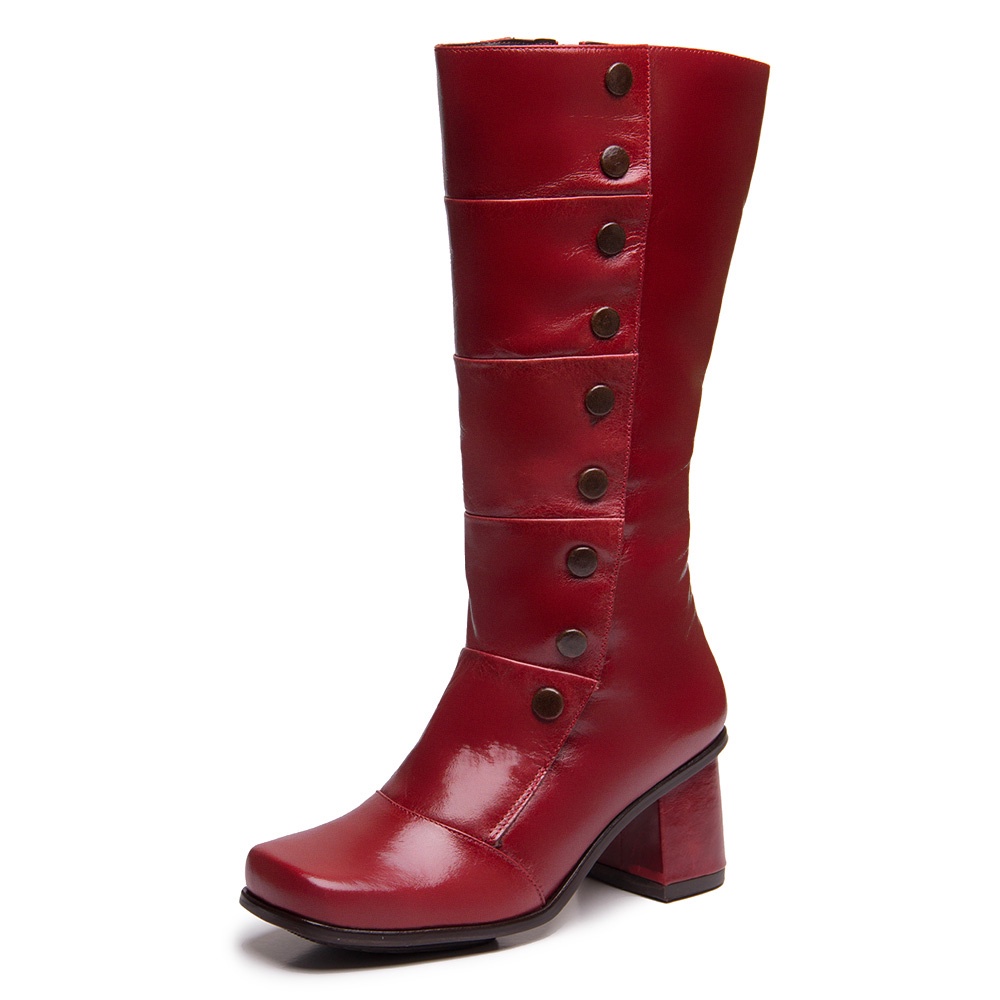 Bota em couro cano alto vermelha - Amora / Chocolate 7422 | Shopee Brasil