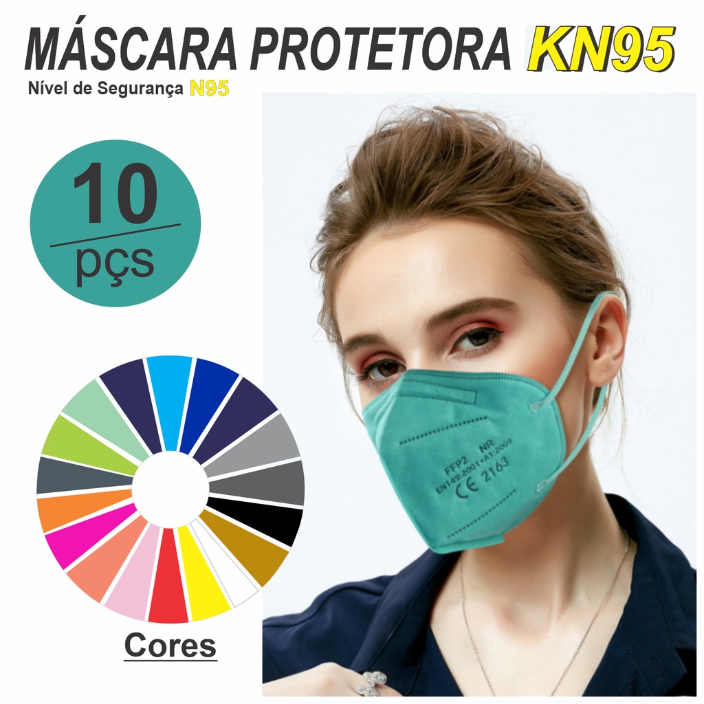 Máscara N95 Colorida Com Filtro - Pff2 - Kn95 ( 10 Uni ) | Shopee Brasil