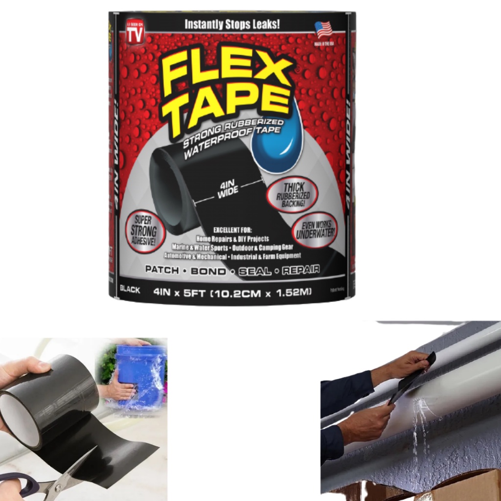 Fita Adesiva Flex Tape A Prova D’Água Cola Tudo PVC Piscinas Vazamentos Tubos 10x150cm | Shopee ...