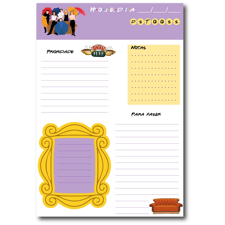 Planner Semanal, diario, mensal Friends, series, filmes, desenho ...