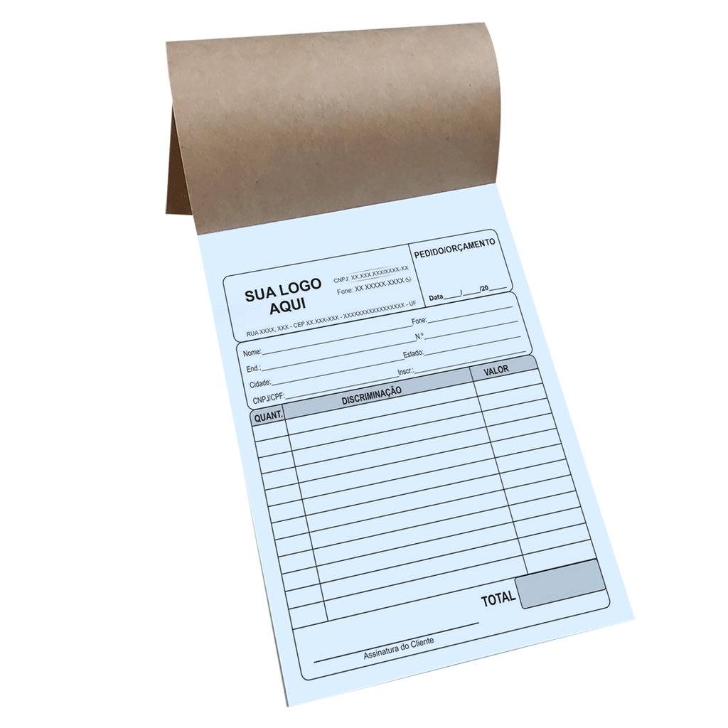 Bloco/Talão Pedido Orçamento c/ 100 folhas - 14x21cm - 50x2 vias ...