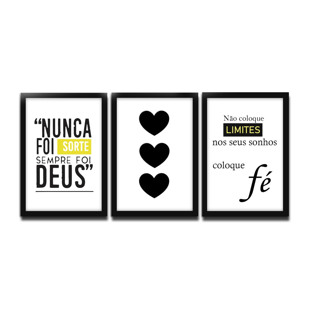 Kit Quadros Decorativos Frase Nunca Foi Sorte Sempre Foi Deus Corações ... Kit Quadros Decorativos Frase Nunca Foi Sorte Sempre Foi Deus Corações ...