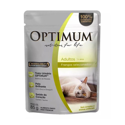 RAÇÃO ÚMIDA SACHÊ OPTIMUM CAT ADULTOS 85G | Shopee Brasil
