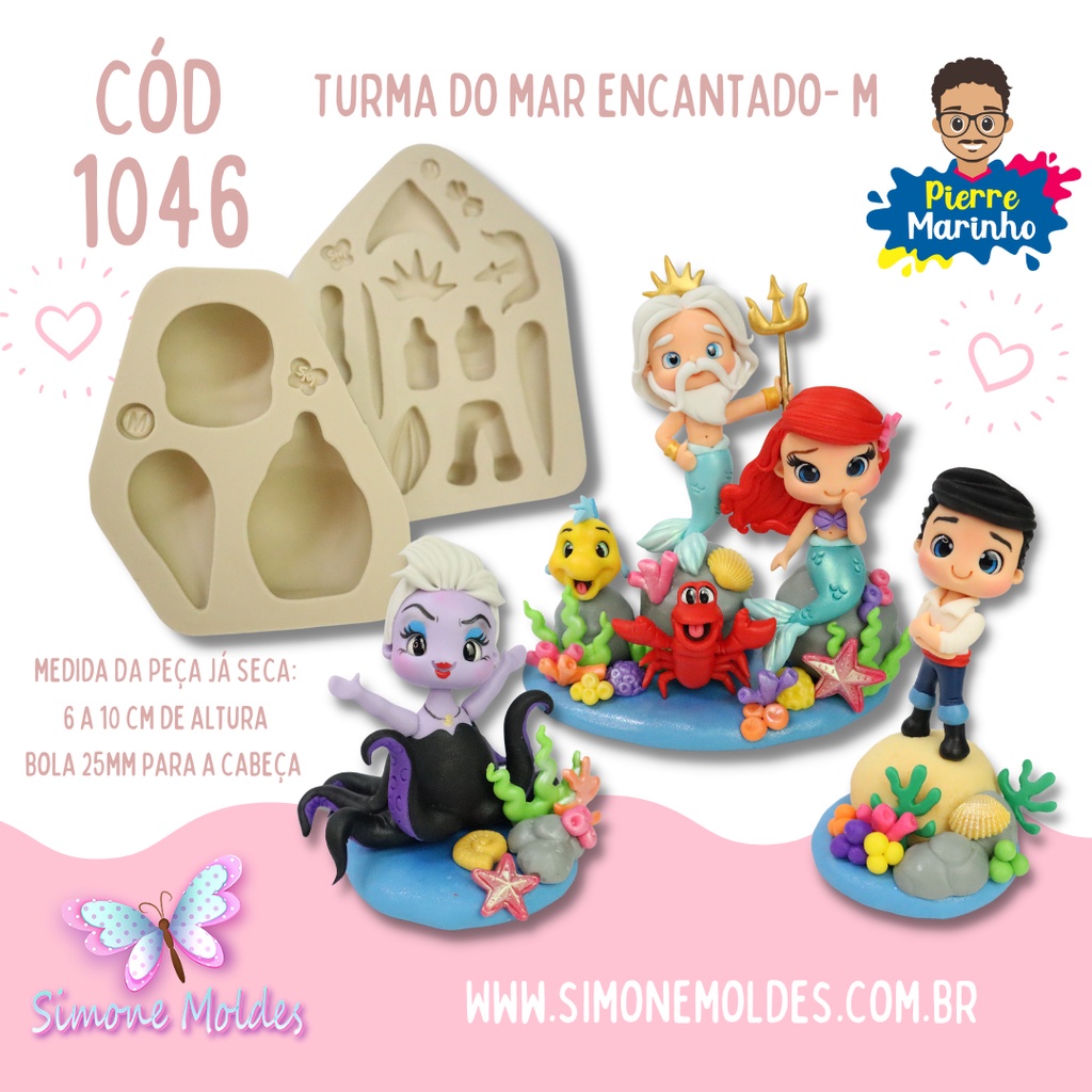 Molde de Silicone - Turma do Mar Encantado M - CÓD 1046 | Shopee Brasil