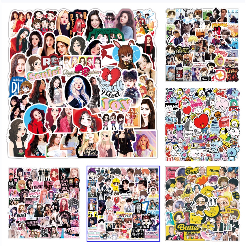 50Pcs Korean Stars Kpop Black PINK/STARY Kids/BTS Idols Adesivo Para ...