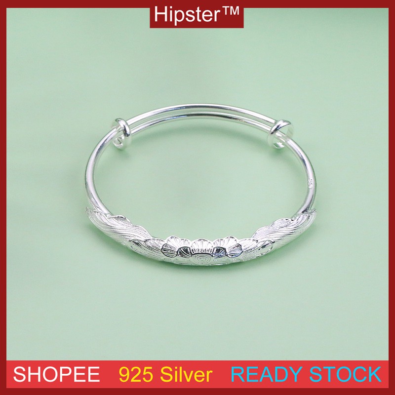 Pulseira P / S925 Puro De Prata Pe Nia Design Simples E Vers Til | Shopee Brasil