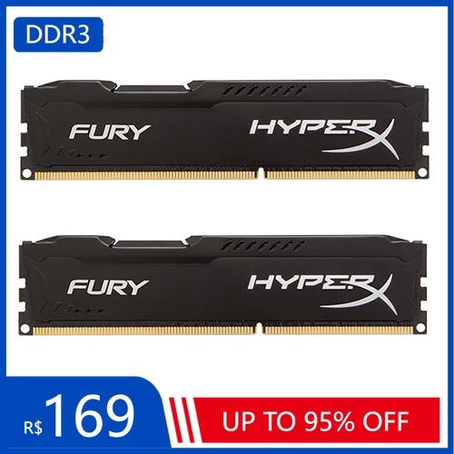 Kingston HyperX Fury DDR3 8GB RAM DIMM Memória para jogos DDR3 1333MHz 1600MHz 1866MHz Black RAM ...