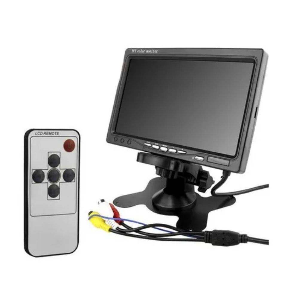 Tela Monitor Veicular Digital 7 Polegadas Lcd Portátil com C/Remoto ...