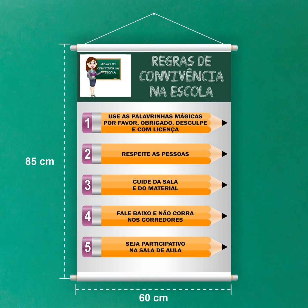 Banner De Lona Escolar Regras de Convivência - 85x60cm | Shopee Brasil