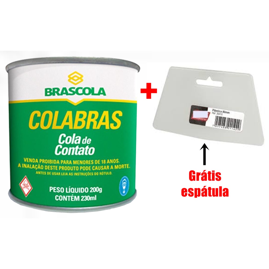 Cola de contato sapateiro latinha 200g Brascola + espátula de brinde ...