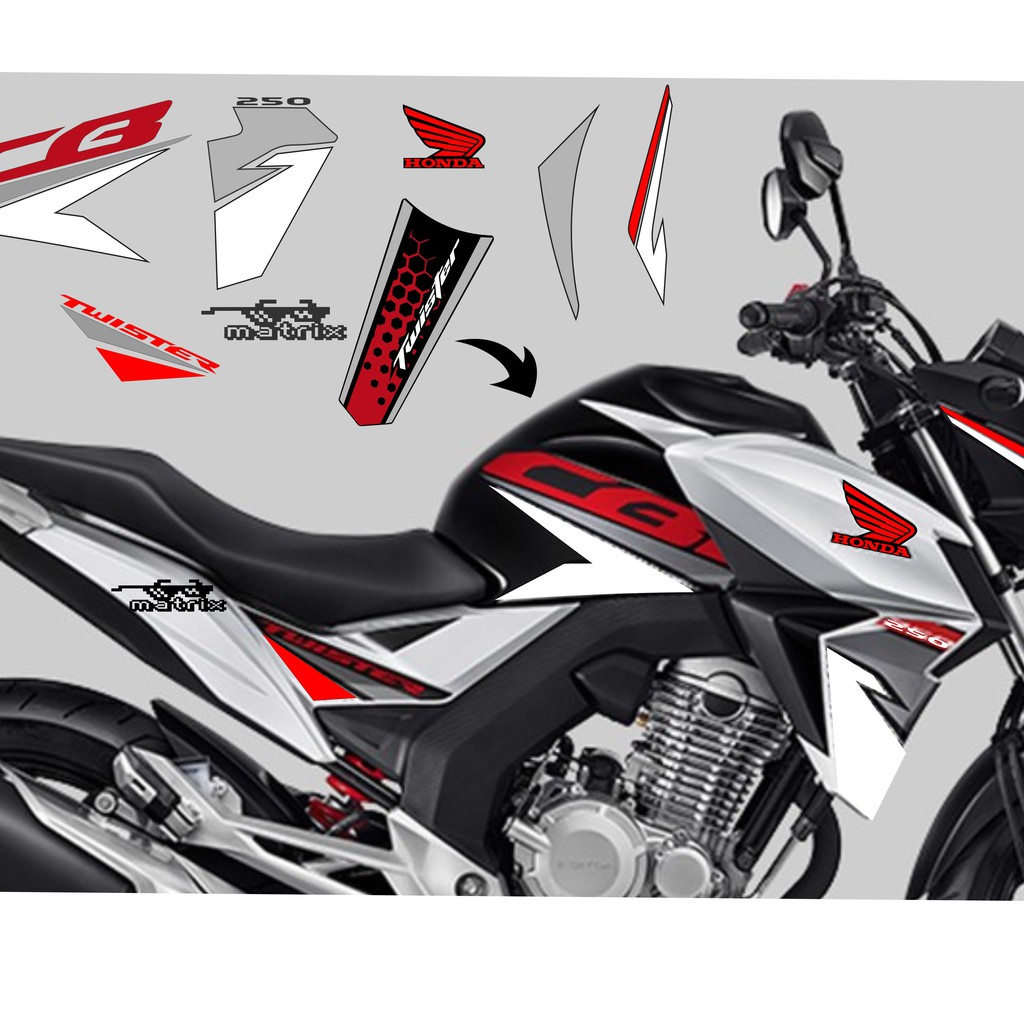 Kit Adesivos Para Honda Cb 250 Twister 2022 Moto Vermelha Escorrega O