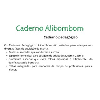 Caderno Alibombom 123 - Capa Verde - Capa Dura - Kit com 5 UNIDADES ...