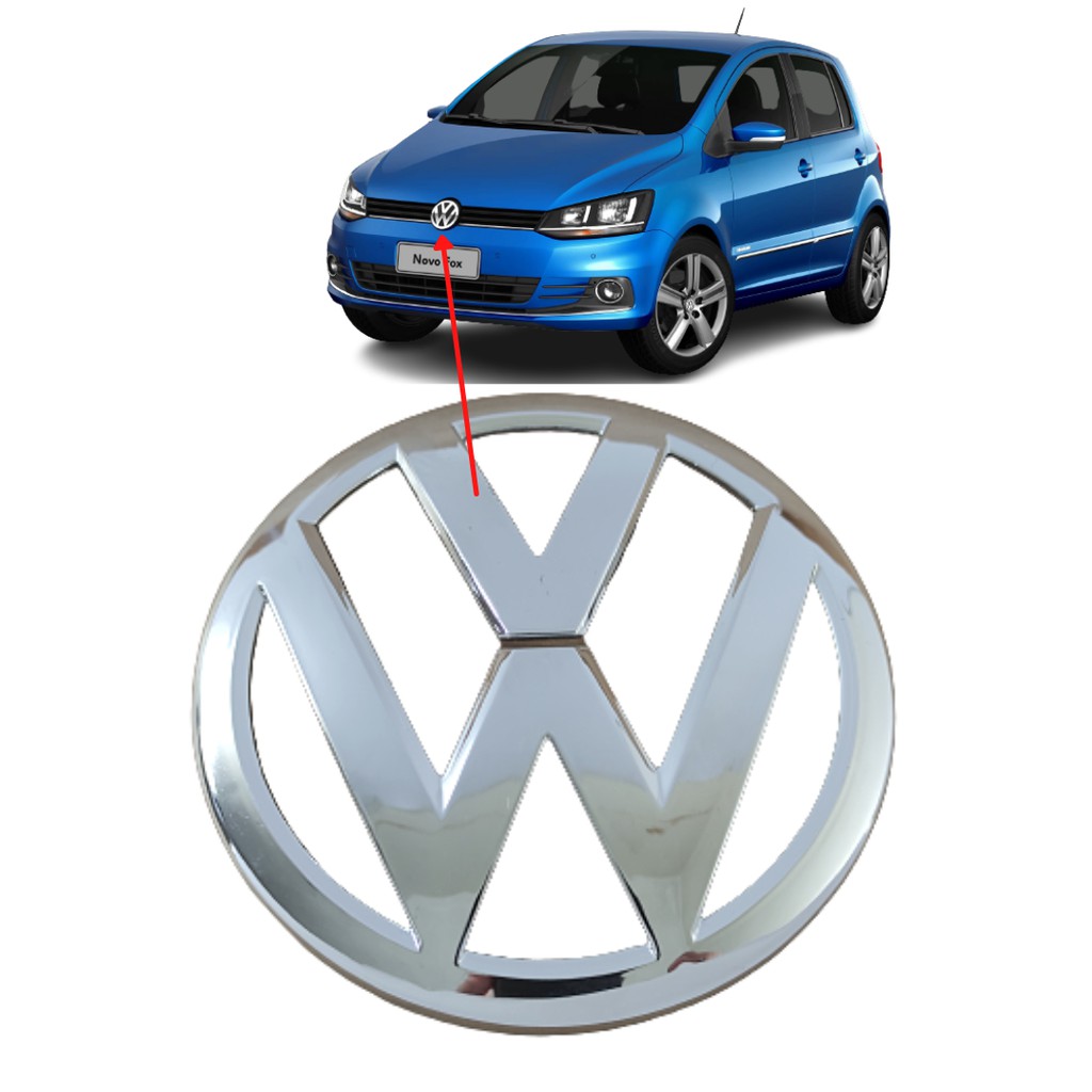 Emblema Grade Dianteiro Vw Fox 2015 2016 2017 2018 Cromado | Shopee Brasil