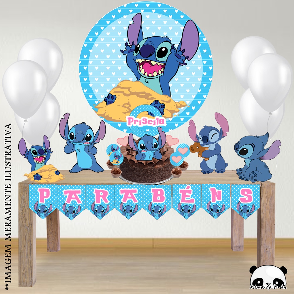 Kit festa em casa - STITCH ( com banner redondo 70 cm) - menino e ...