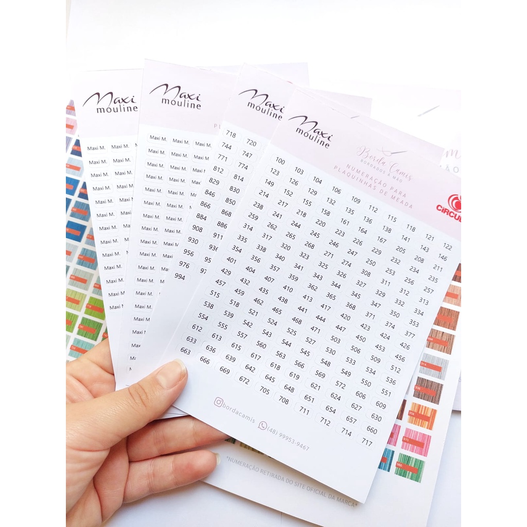 Guia de Cores com Adesivo de Numeração para Plaquinhas de Meada ...