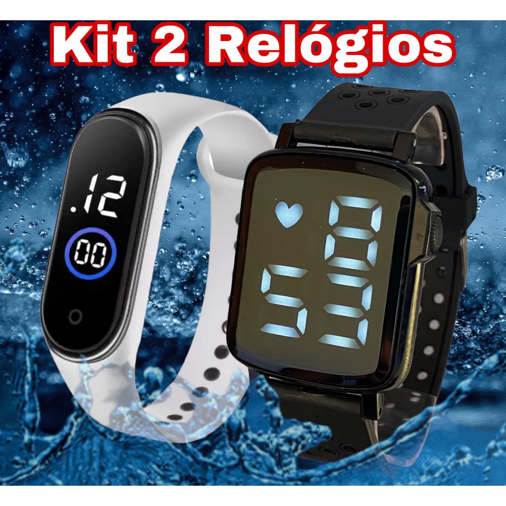 Kit Relogio Digital A Prova de Agua Led Esportivo Masculino Feminino | Shopee Brasil