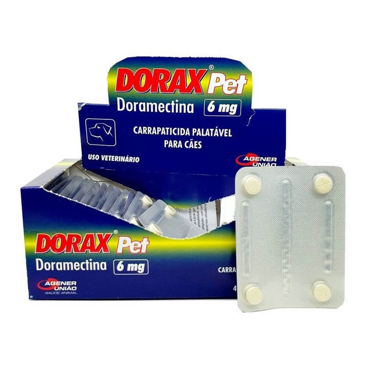 Kit C/ 02 Cartelas Dorax Pet 6mg Carrapaticida 4 Comprimidos | Shopee ...