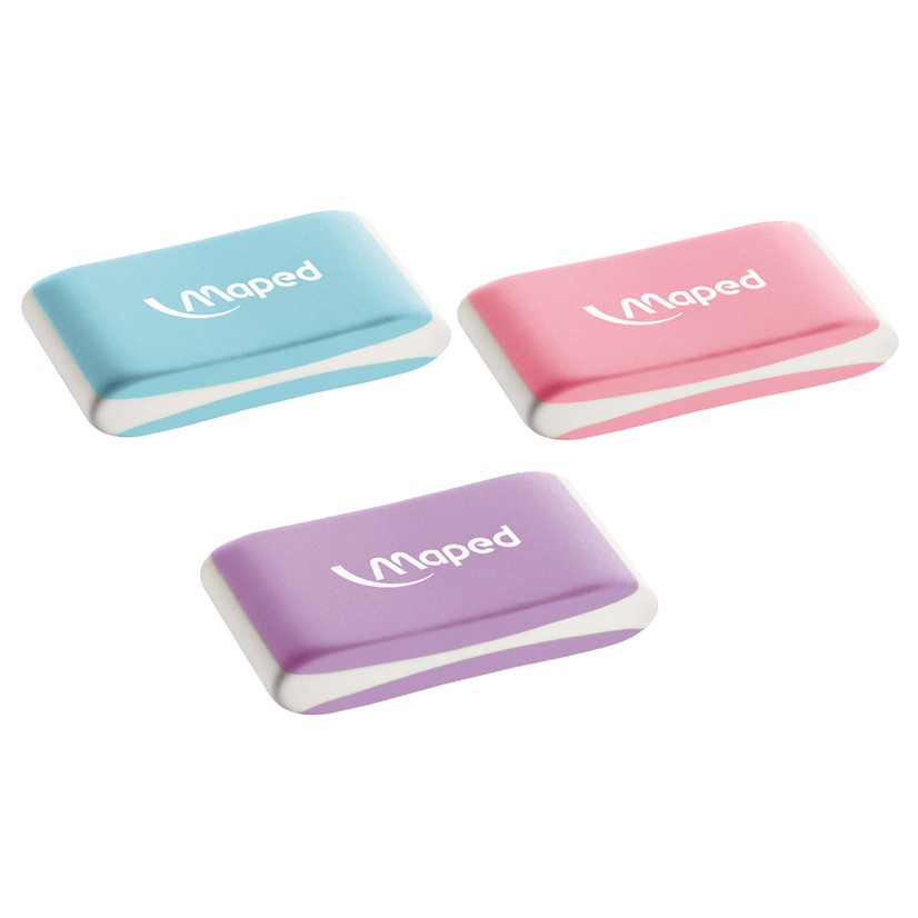 Kit com 3 Borrachas Maped Cor Pastel Essentials Soft - Borracha Escolar ...