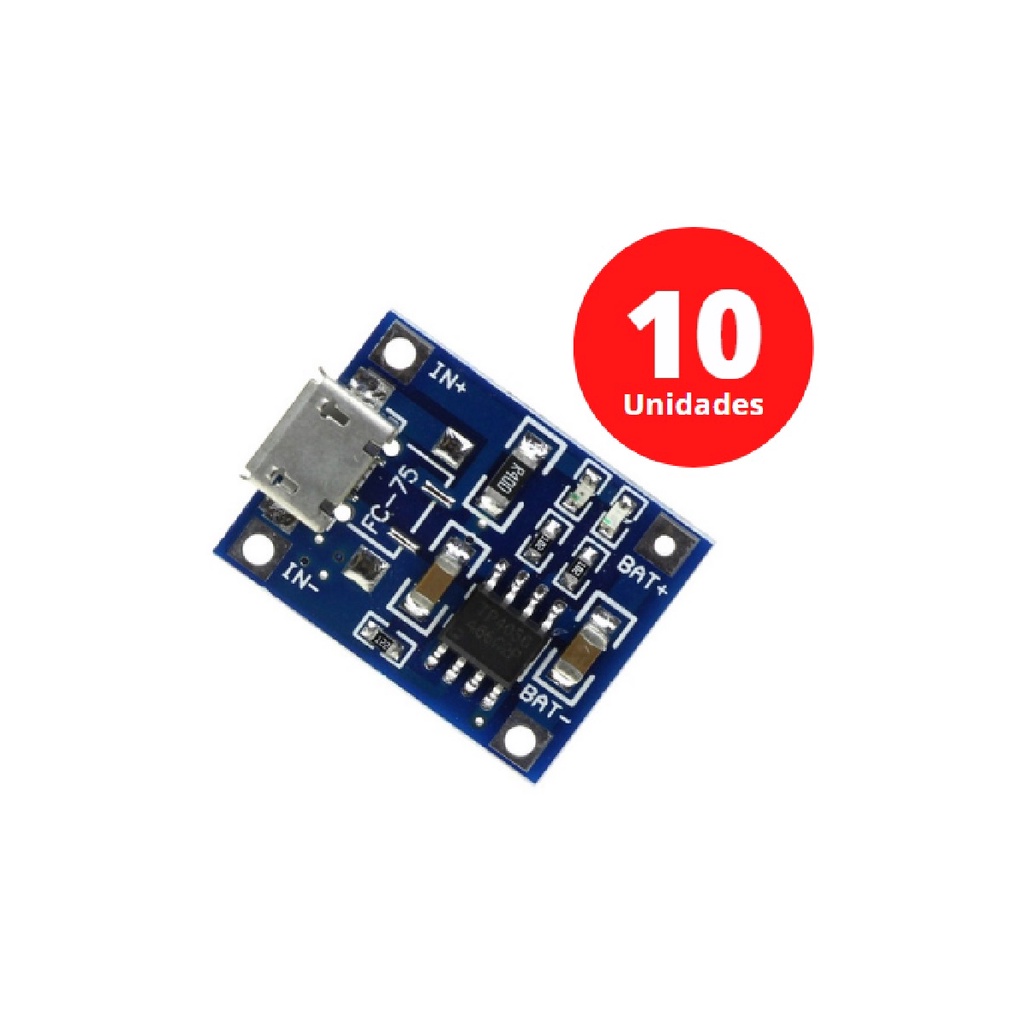 TP4056 TP-4056 10 Unidades Micro USB Esp8266 Arduino Atmega328p Carregador 5V | Shopee Brasil