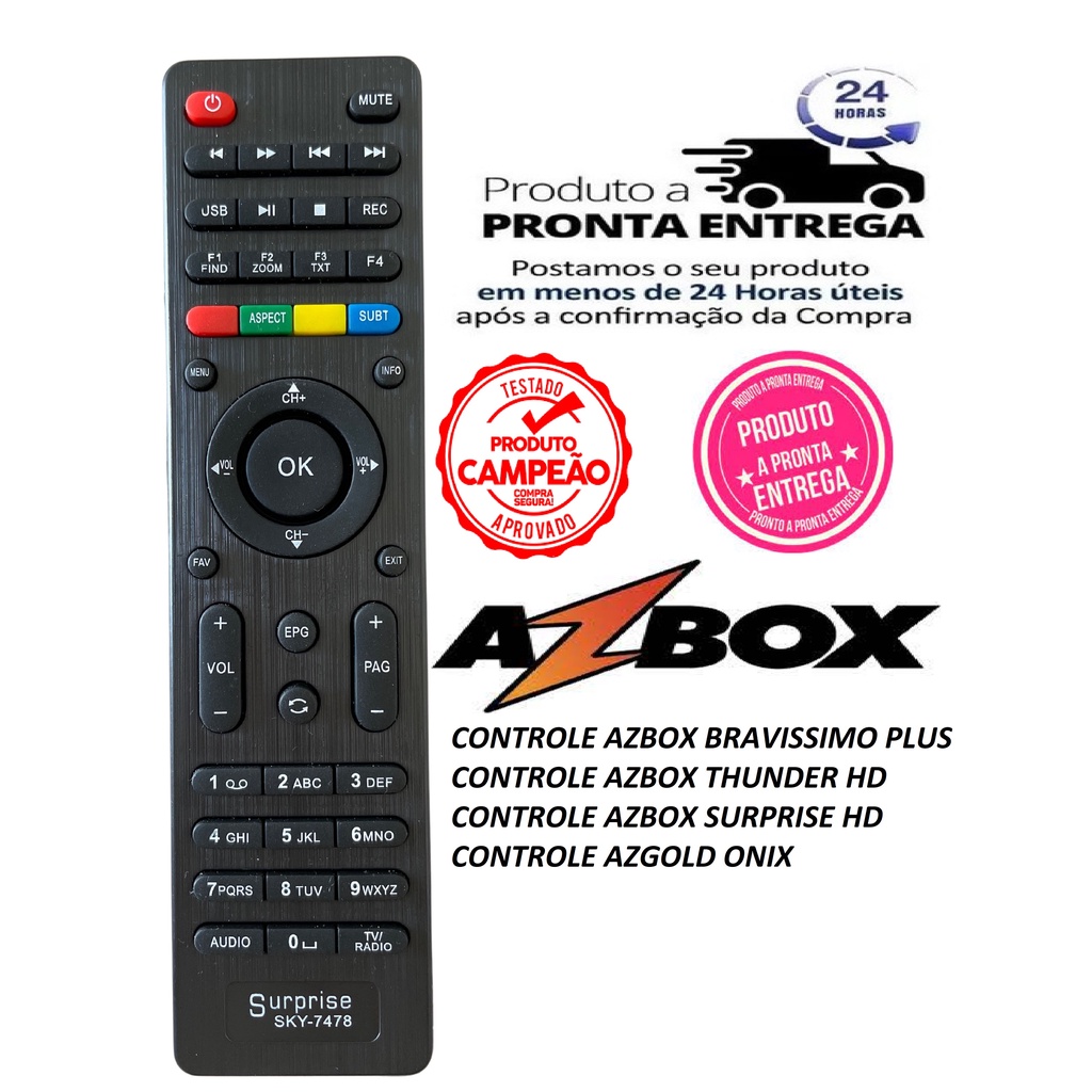 Controle Azbox THUNDER hd pronta entrega | Shopee Brasil