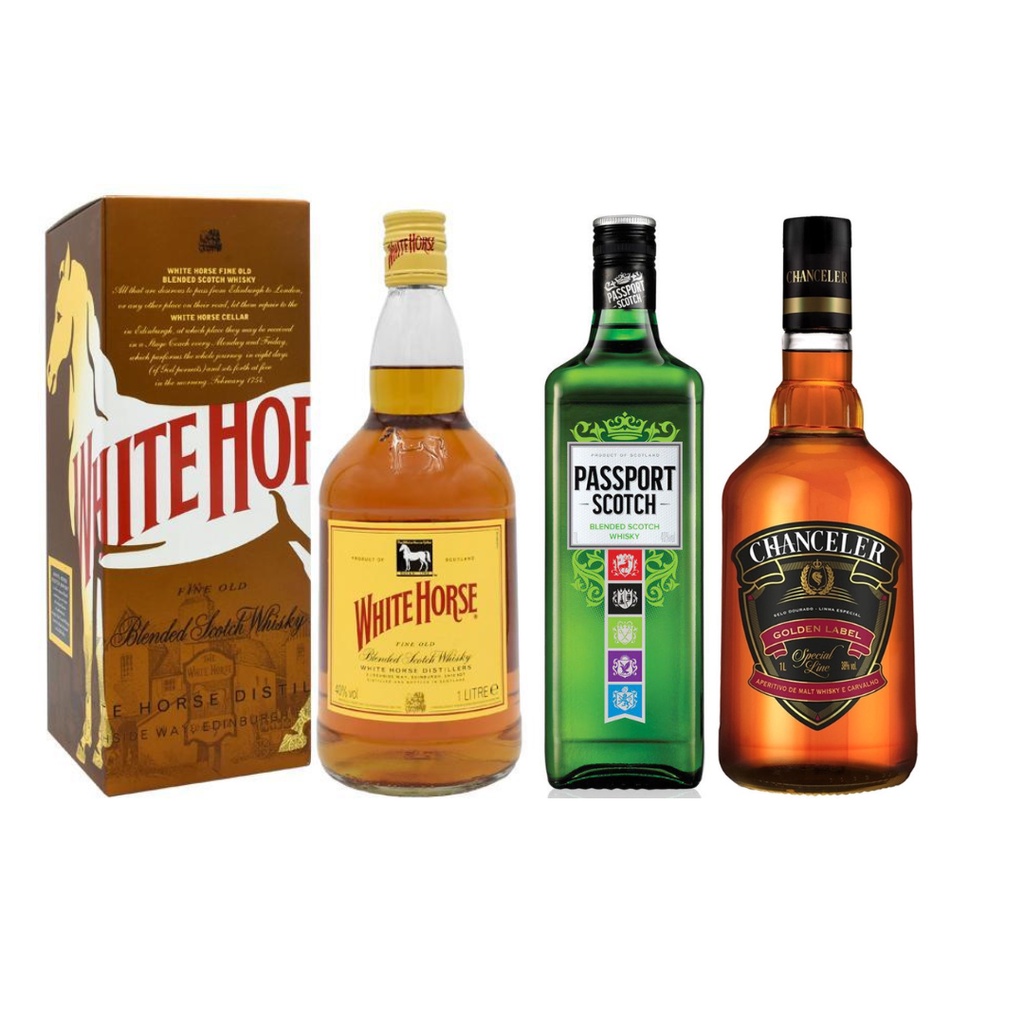 Combo Whisky White Horse 1L + Passport 1L + Chanceler 1L | Shopee Brasil