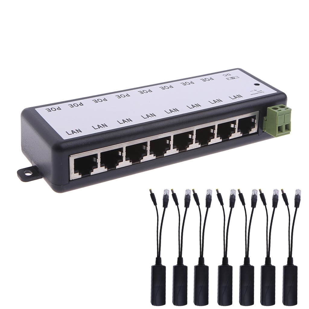 8 Porta POE Injetor Para Câmeras IP De Vigilância CCTV Adaptador Power Over Ethernet | Shopee Brasil