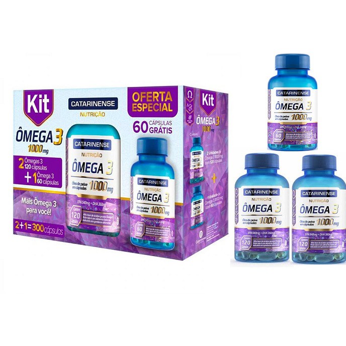 Kit de Omega 3 1000mg 300 Cápsulas Catarinense | Shopee Brasil