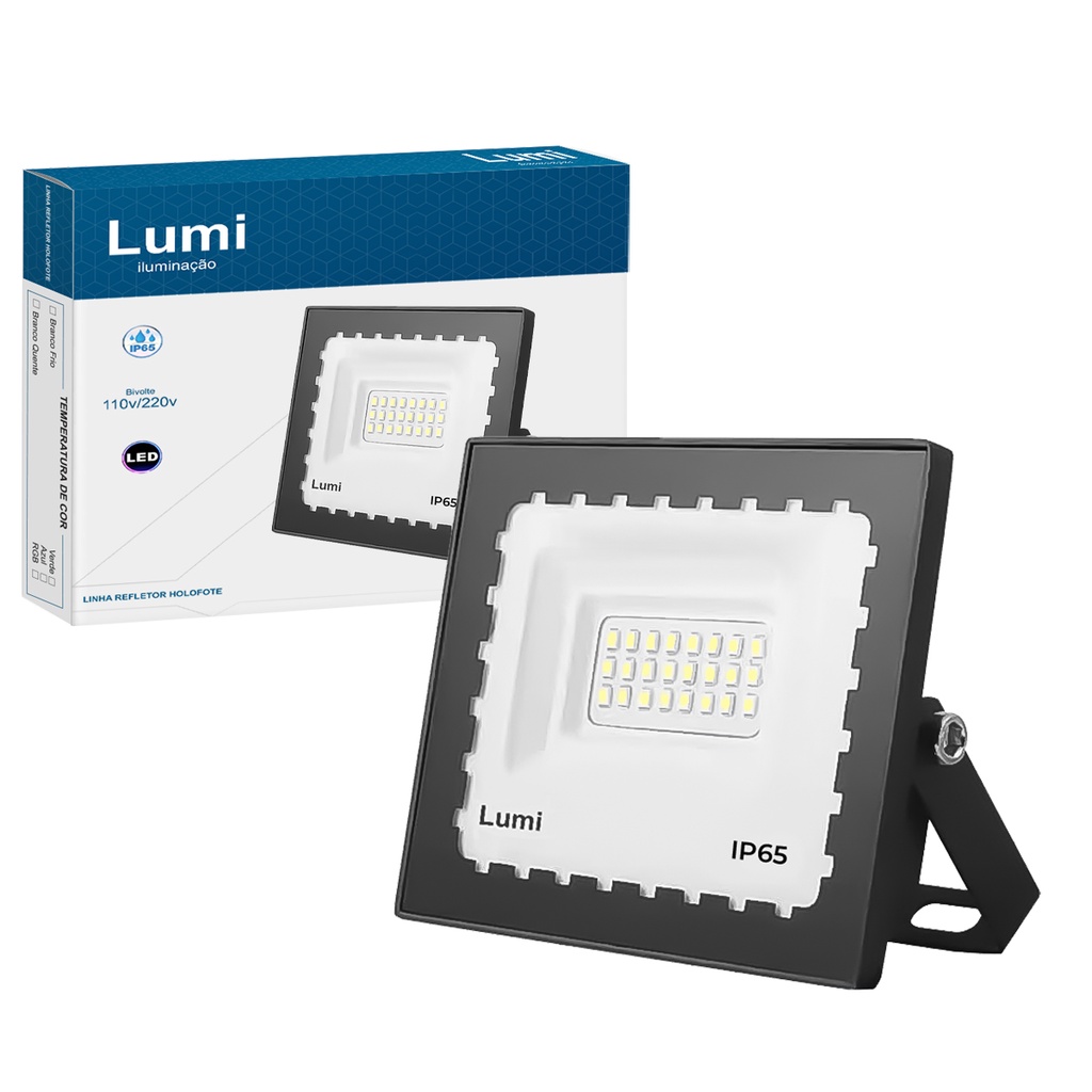 Kit 2 Luminária Mini Holofote Refletor Led 50w Bivolt Lumi Pronta ...