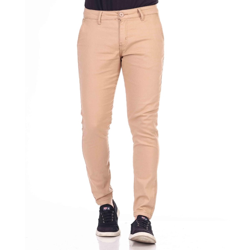 Calça Sarja Bege Masculina Com Elastano | Shopee Brasil