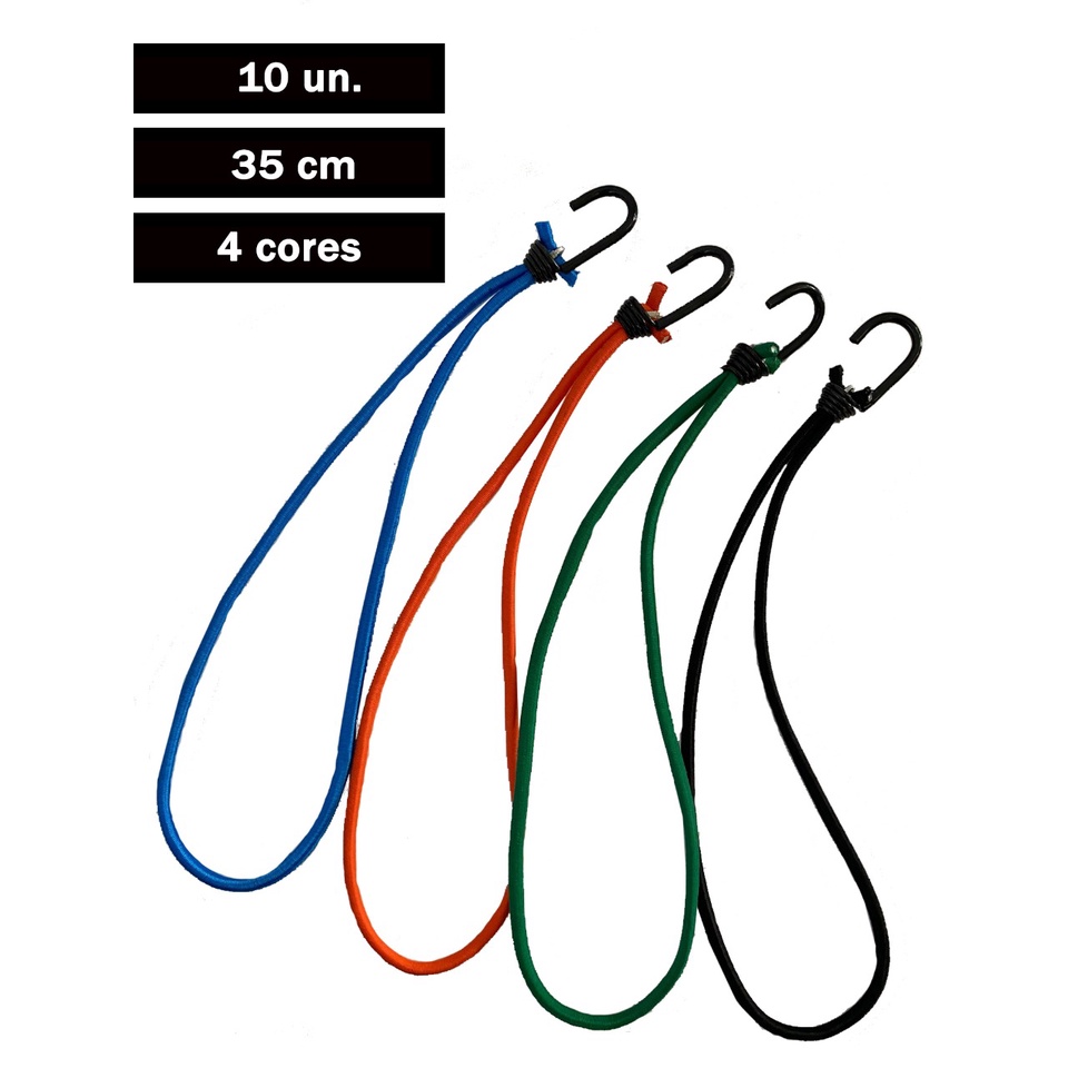 Elástico Com Gancho 10 Un. Extensor Para Lona 35 Cm. lonafix fixador ...