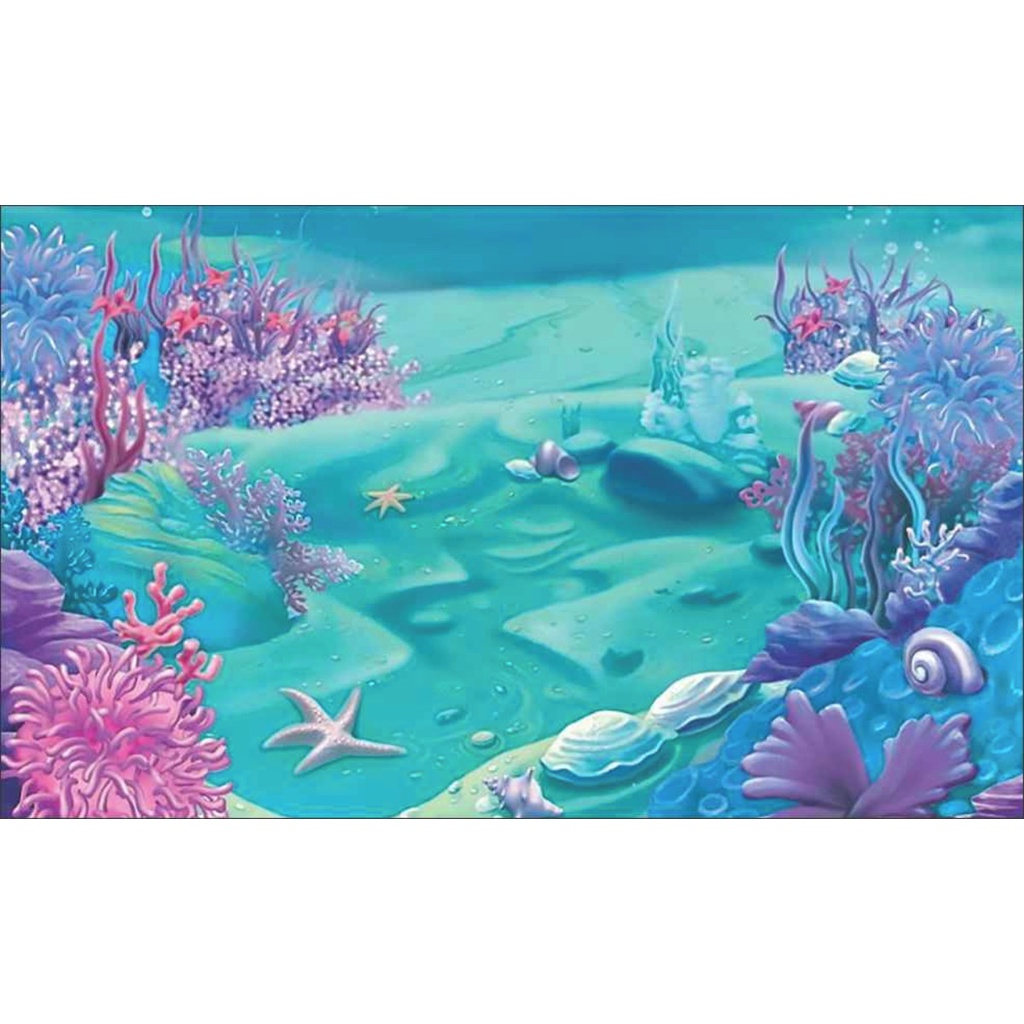 Tapete Em Lona Tema Festa Pequena Sereia Fundo do Mar 2,00x1,50mts ...