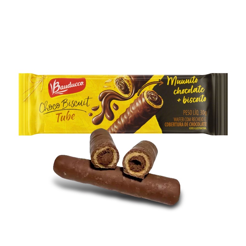CHOCO BISCUIT TUBE BAUDUCCO C/10 UNIDADES (30g) | Shopee Brasil