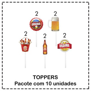 Topo de Bolo Brahma + Toppers para doces + Apliques para Lembrancinhas ...