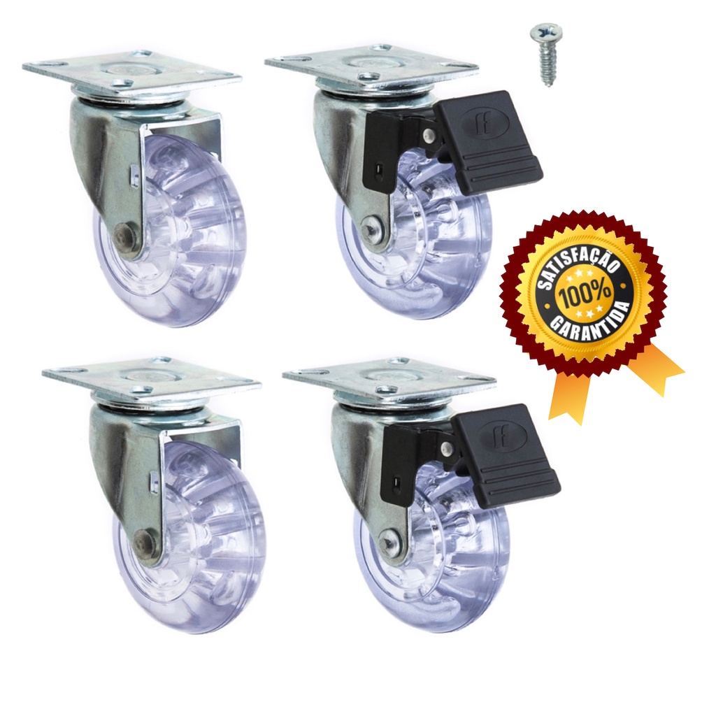 Kit 4 Rodinhas 50mm Silicone Gel 2 Com / 2 Sem Trava | Shopee Brasil