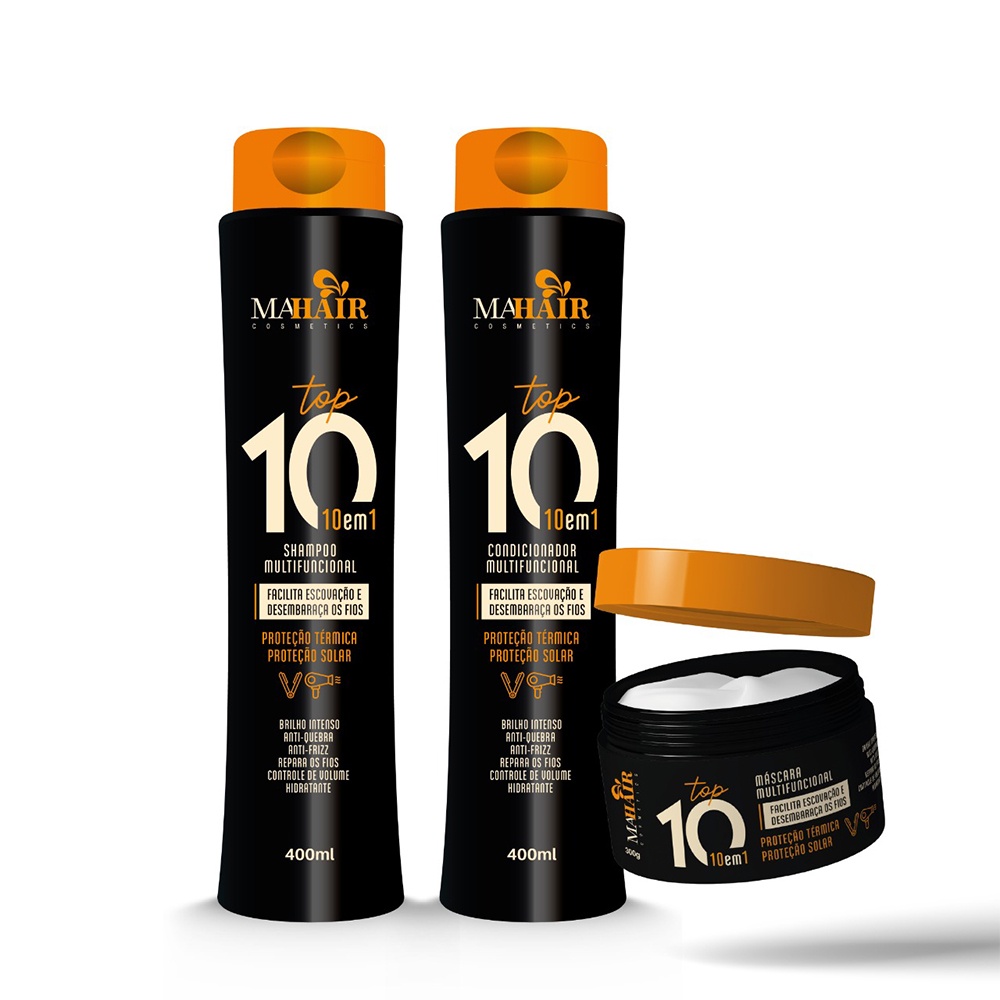 Kit Capilar Top 10 Mahair 3 produtos (Shampoo, Condicionador e Máscara ...