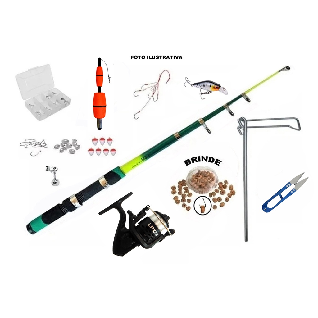 Kit de Pesca Completo Para Iniciantes Ótimo P/ Pesqueiro Rios Lagos ...