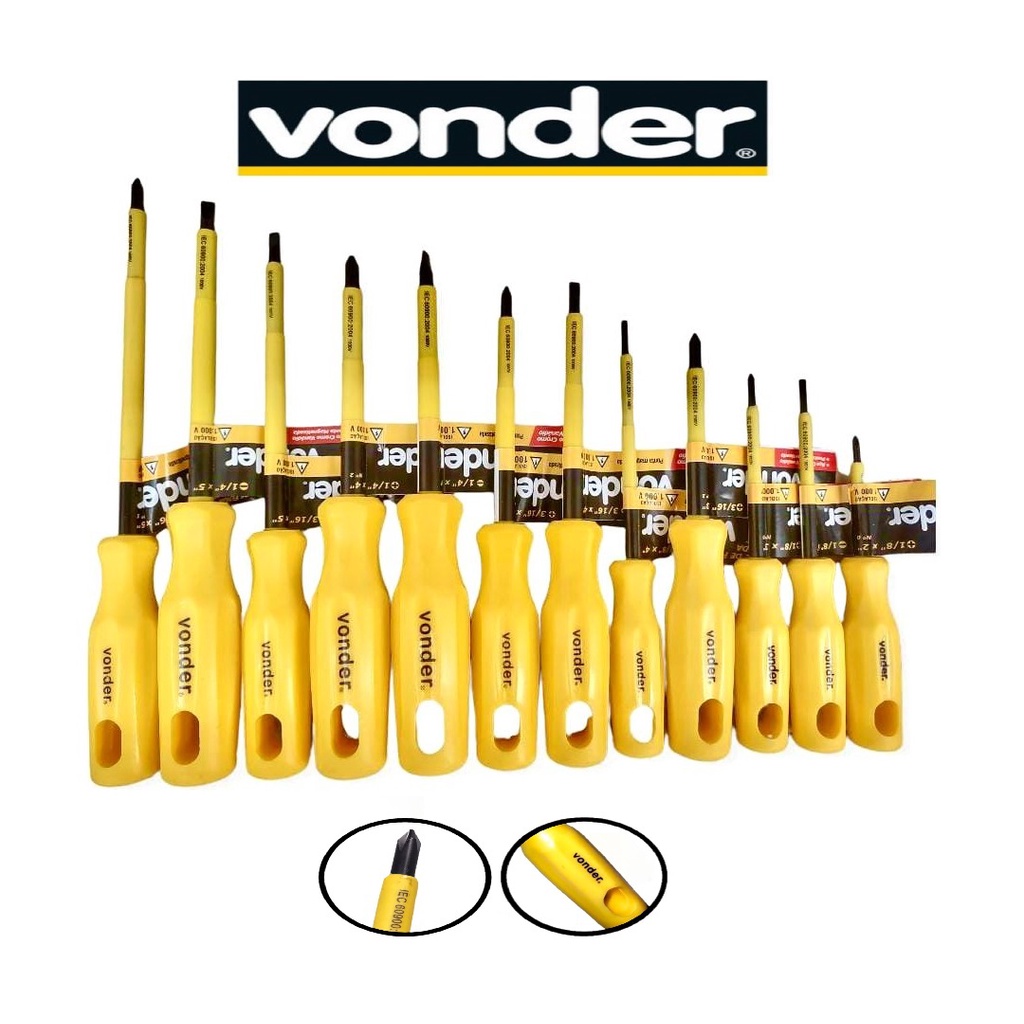 kit De Chaves Fenda Phillips Isolada Ponta Imantada 12 peças VONDER ...