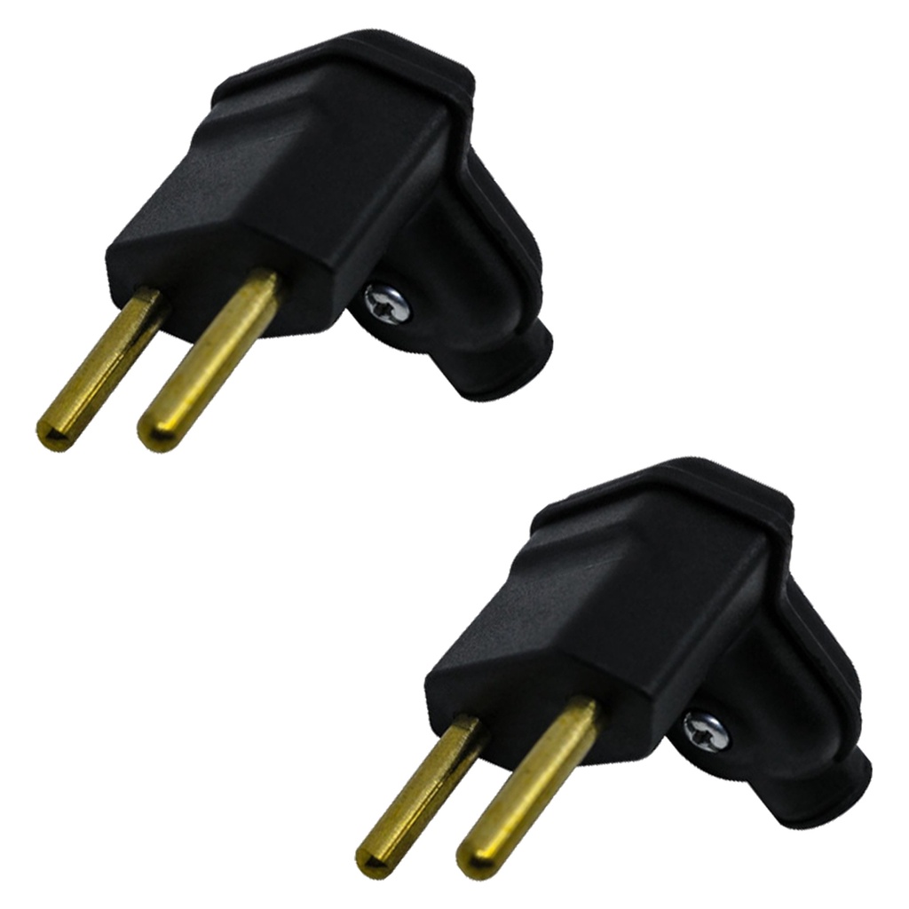 2 Plug Plugue Macho 2 Pinos 10a 90 Graus Preto Margirius | Shopee Brasil