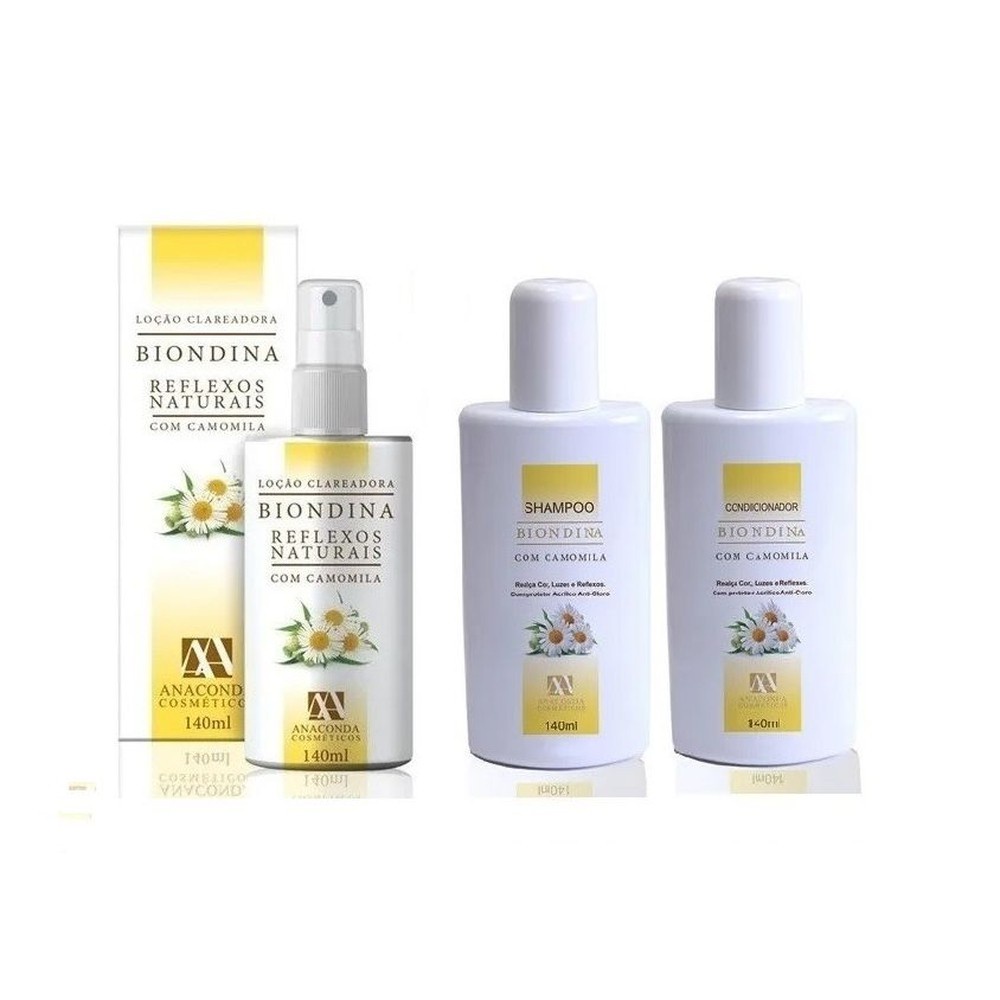 Kit Biondina Clareador de Cabelos, Shampoo e Condicionador e biondina ...