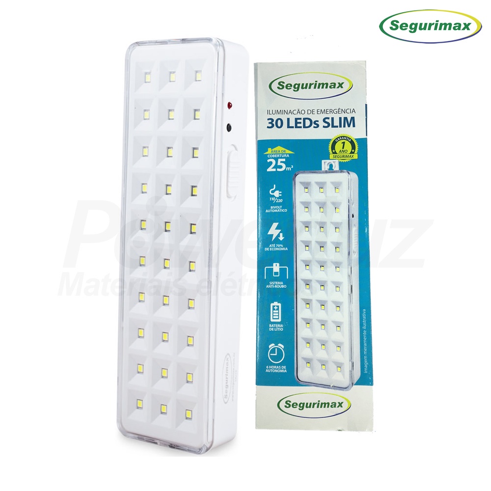 Lâmpada Luz Emergência Autônoma Recarregável 30 Leds SEGURIMAX | Shopee Brasil
