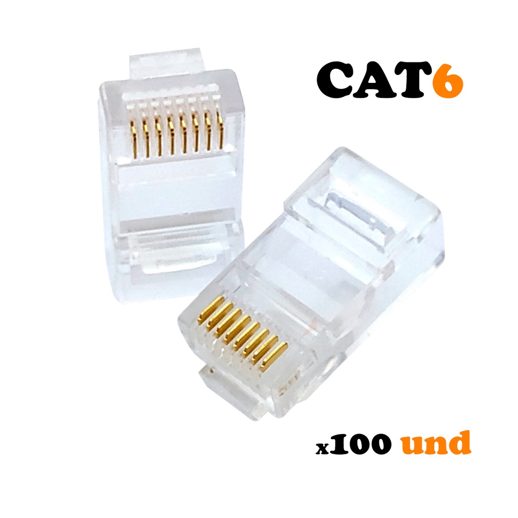 100 Conectores Rj45 Cat6 Macho Cabo Rede Lan Plug Rede | Shopee Brasil