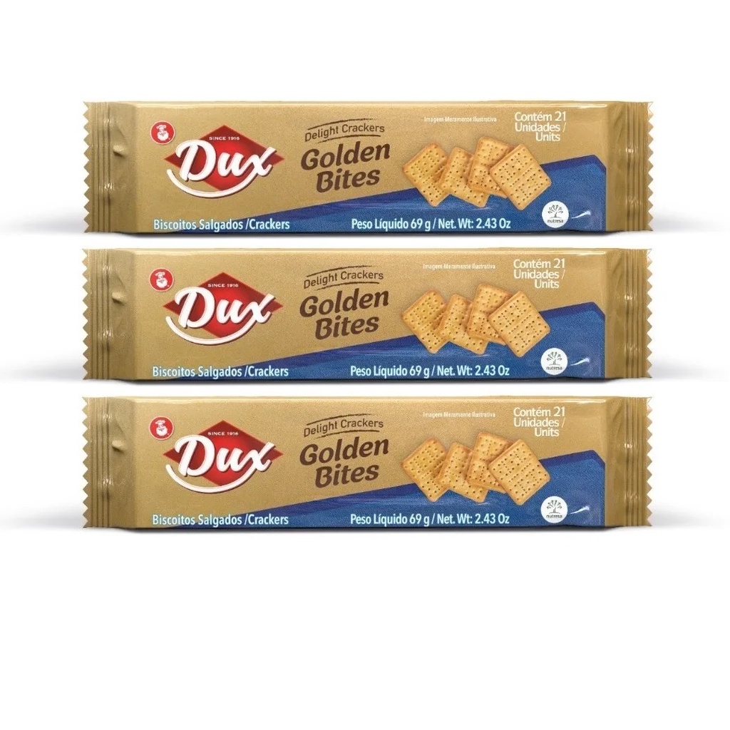 Kit 3 Biscoitos Cracker Dux Golden Bites - 69g | Shopee Brasil
