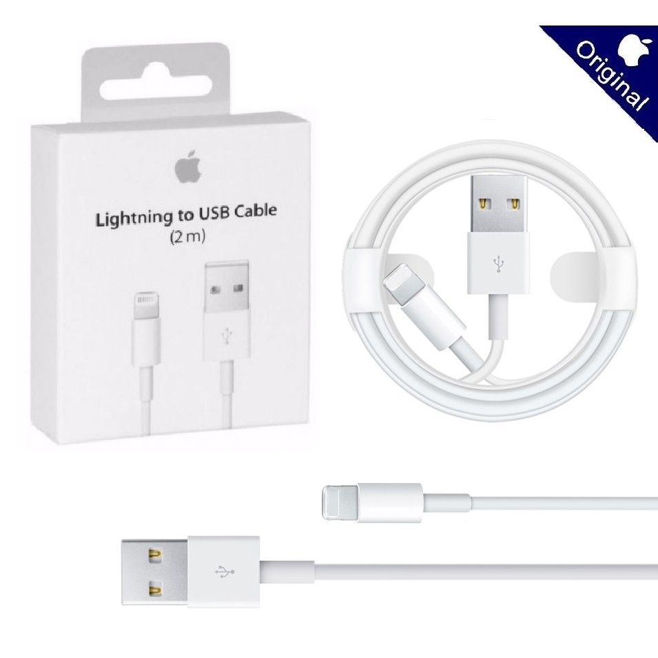 Cabo 2m Lightning USB Branco para iPhone 5 6 7 8 11 Plus X Xr iPad ...