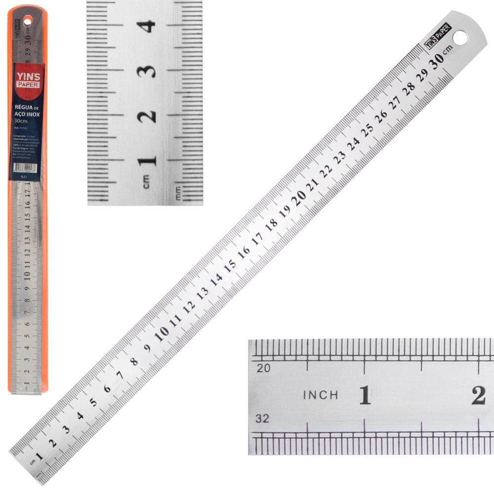 Regua De Inox 30cm Graduacao Em Milimetros E Polegadas Yins Paper ...