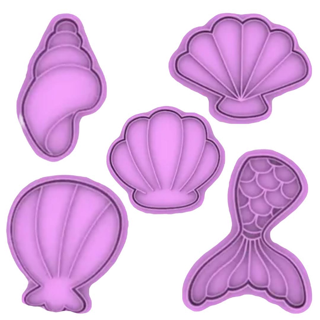 Kit 5 Cortador Marcador Mar Sereia Concha Cookie Americana | Shopee Brasil