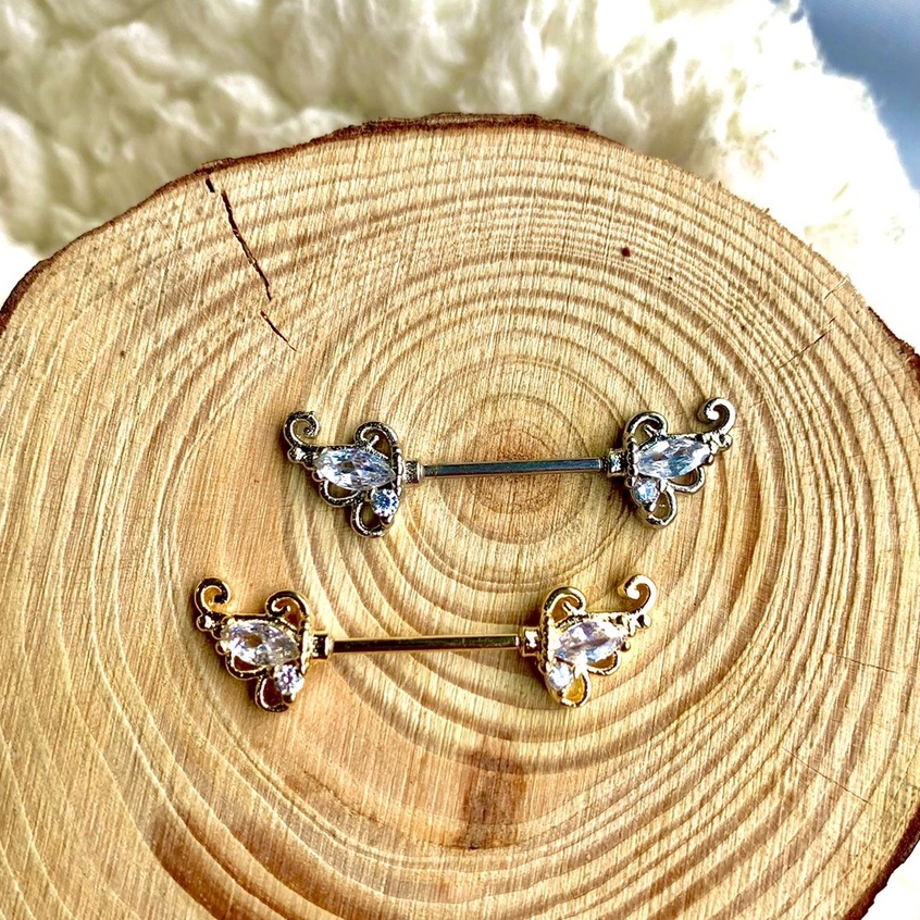 Piercing Mamilo Modelo pedra cumprida cristal | Shopee Brasil